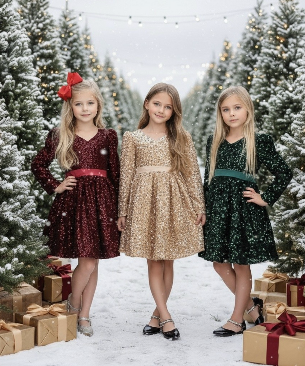 Emma Sequin Dress Wine