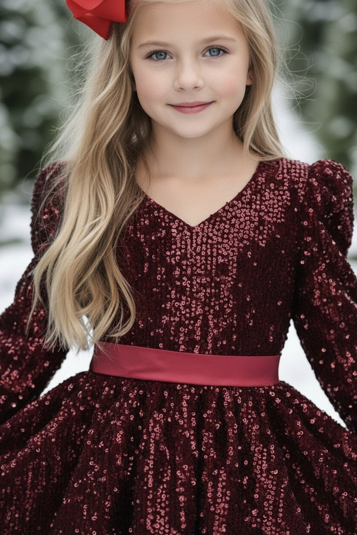 Emma Sequin Dress Wine