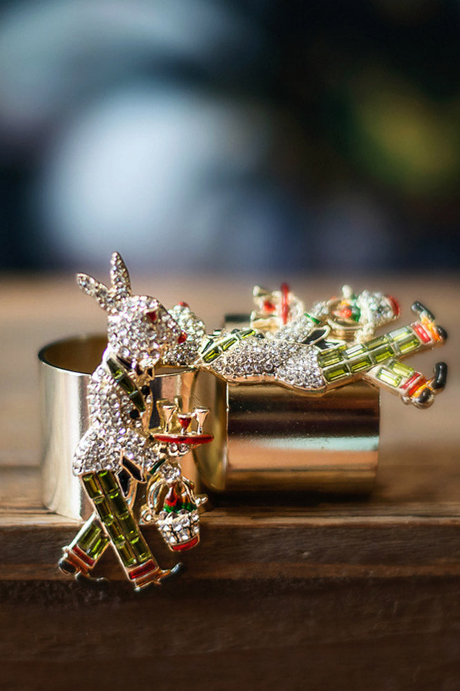 Martini Rabbit Napkin Ring Set of 2