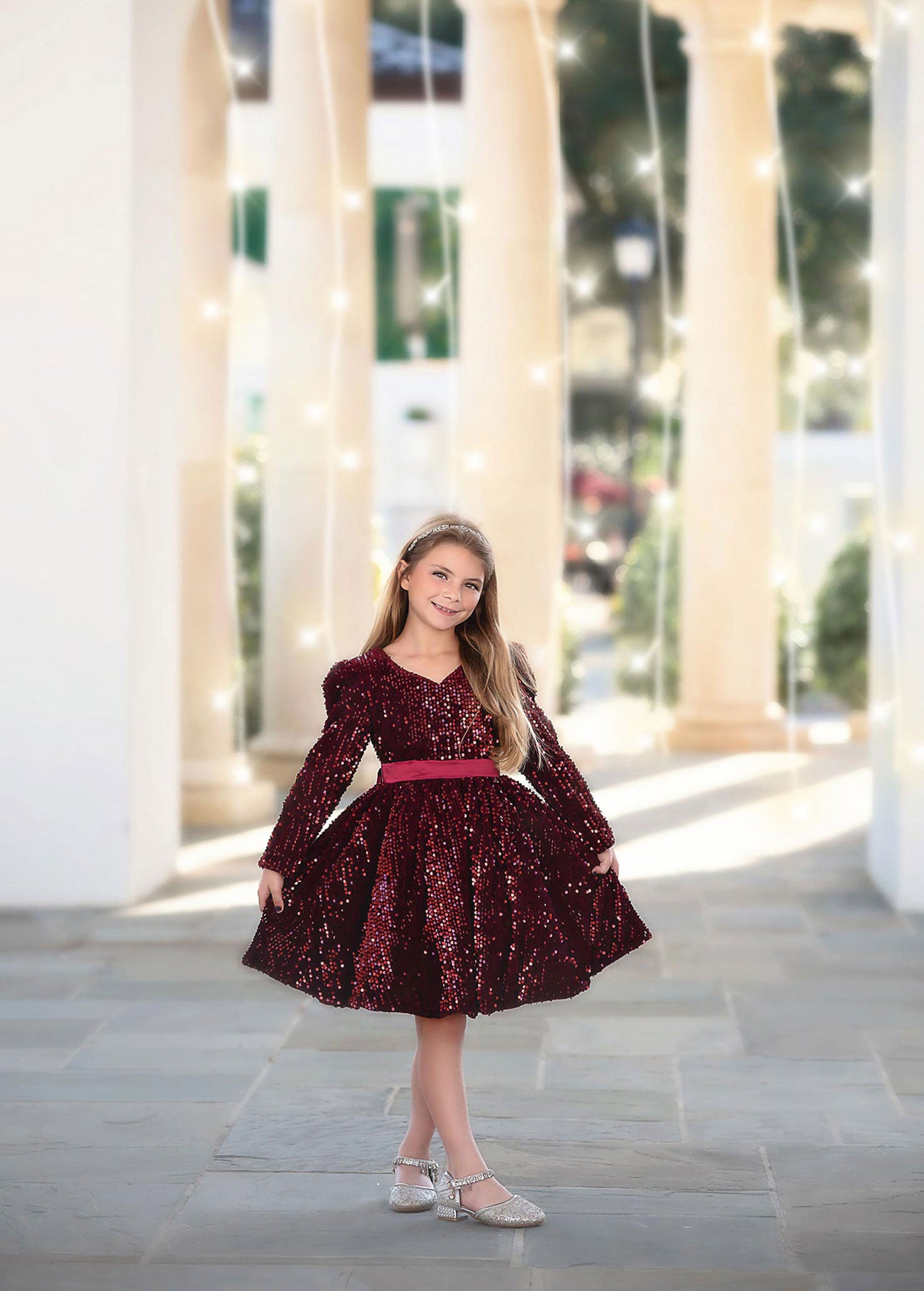Emma Sequin Dress Wine
