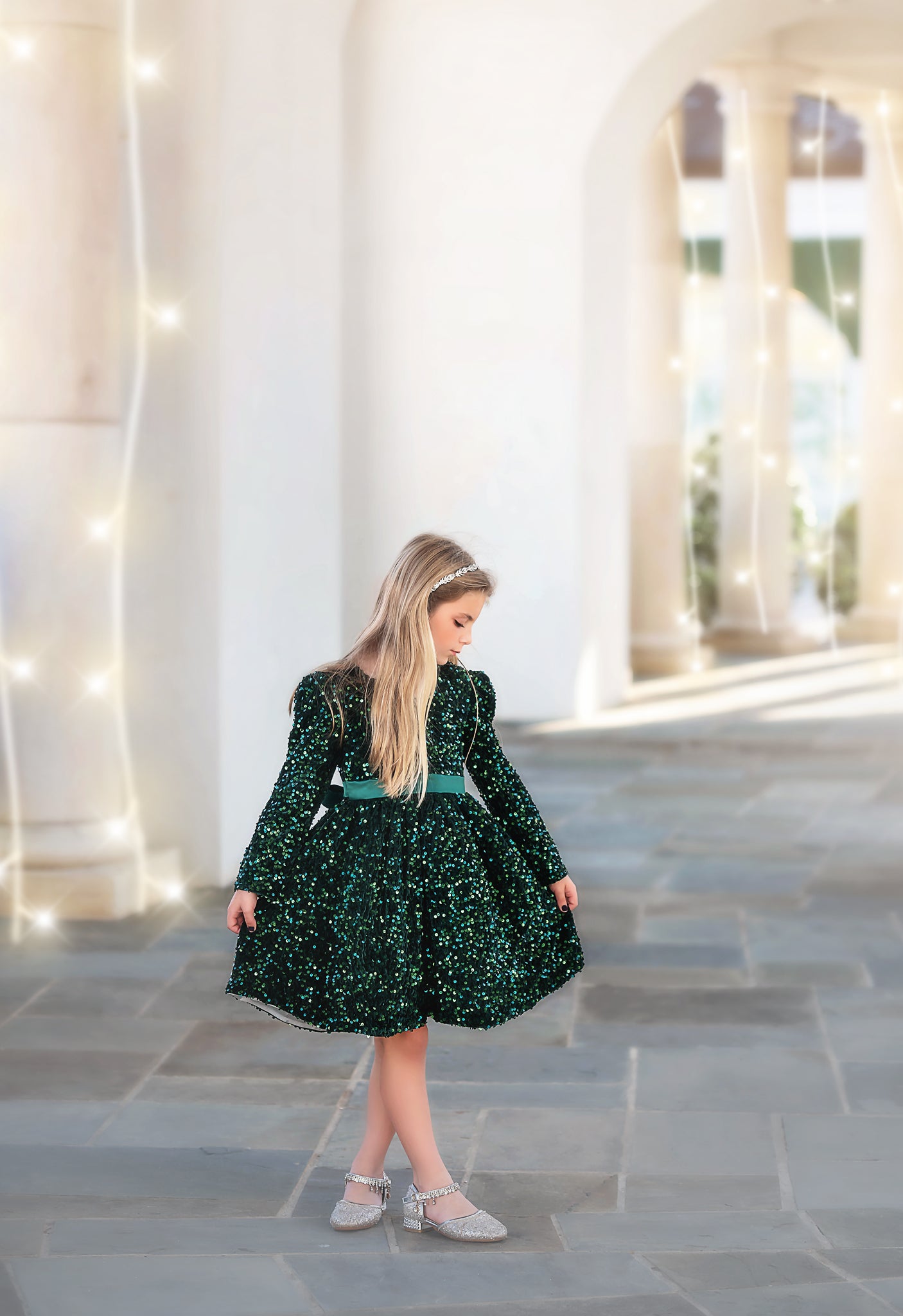 Emma Sequin Dress Emerald
