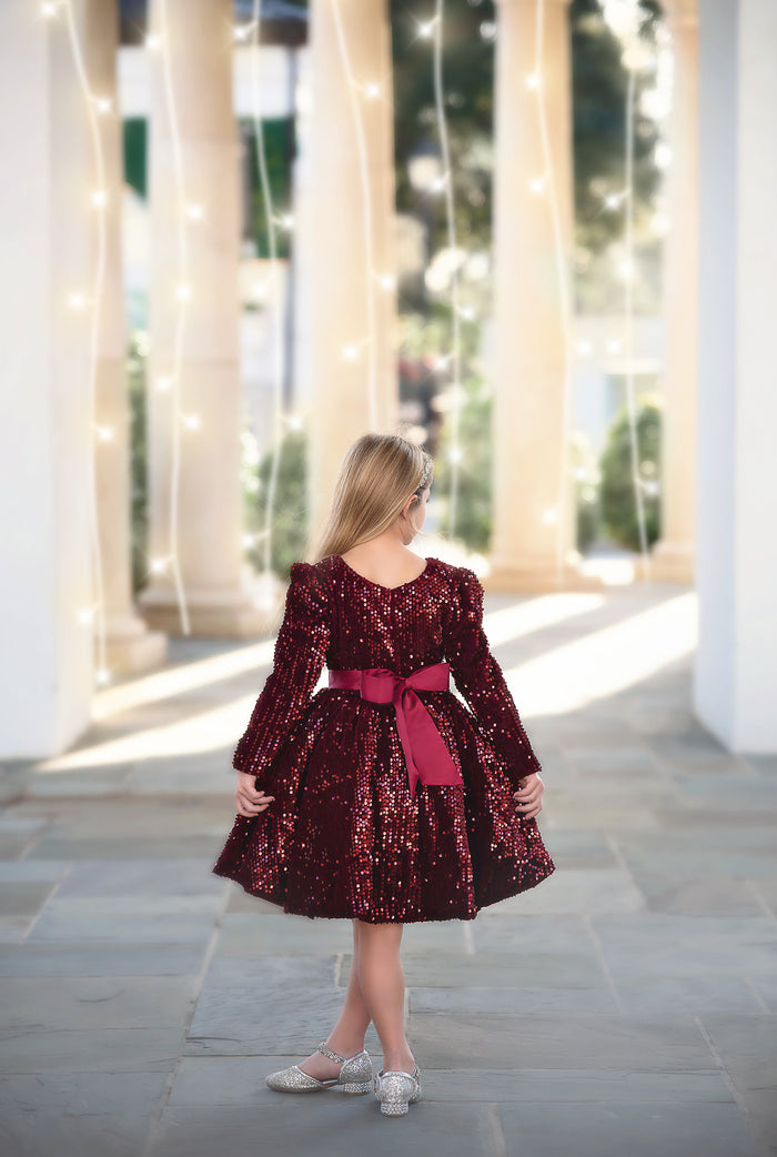 Emma Sequin Dress Wine